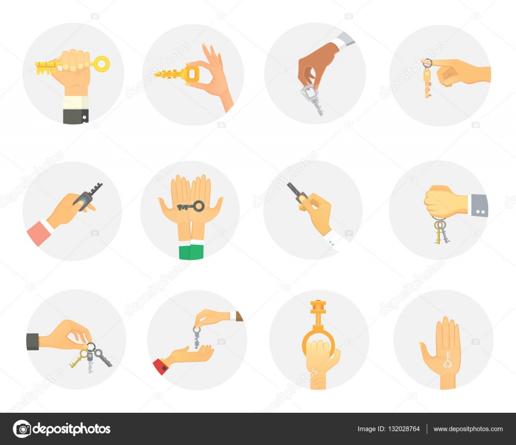 Hands holding keys vector set. Stock Vector Image by ©VectorShow #132028764