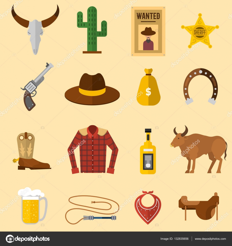 Wild west cowboy icons vector illustration Stock Vector Image by ...