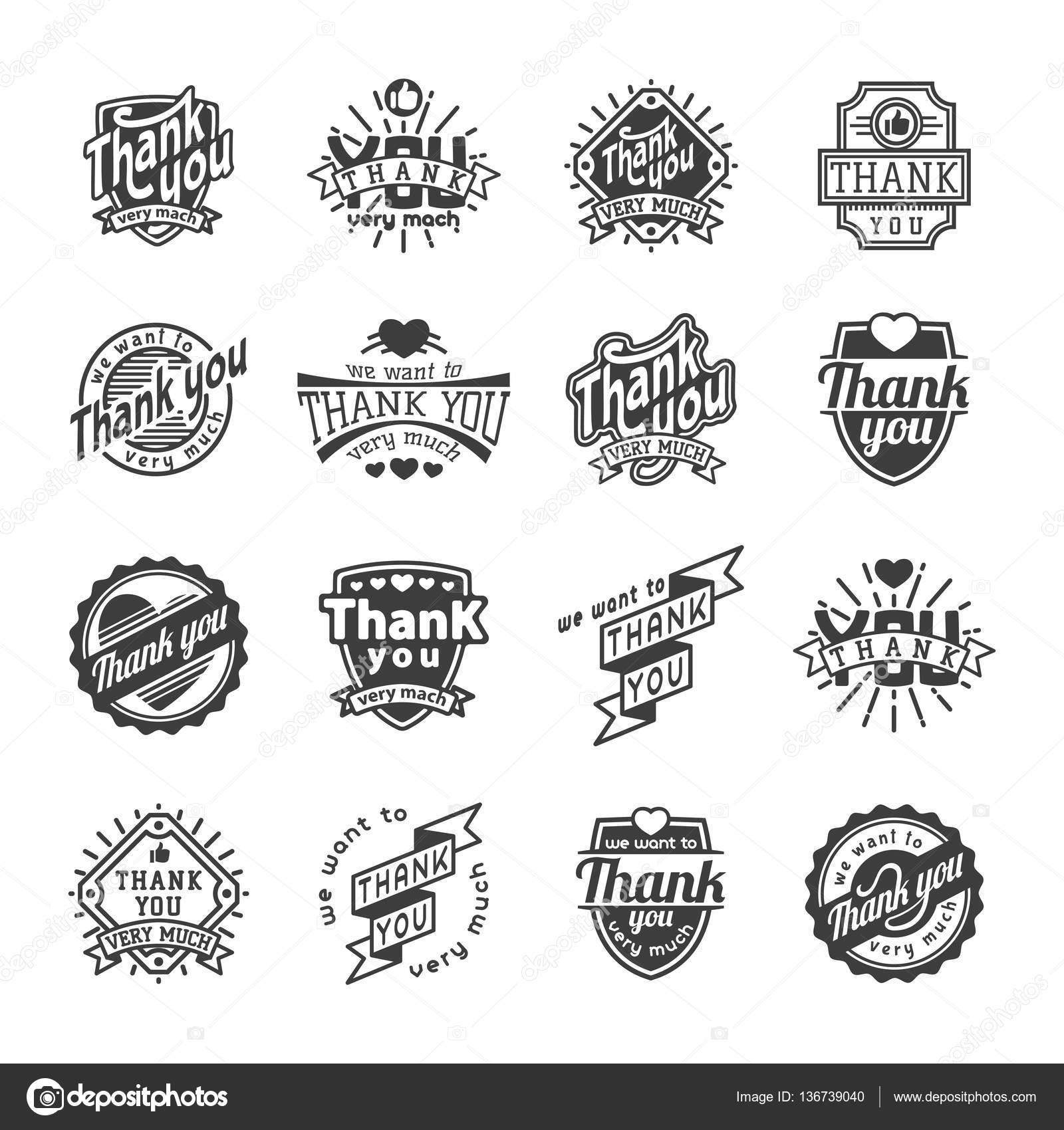 Gracias texto lettering vector logotipo insignia Vector de stock por ...