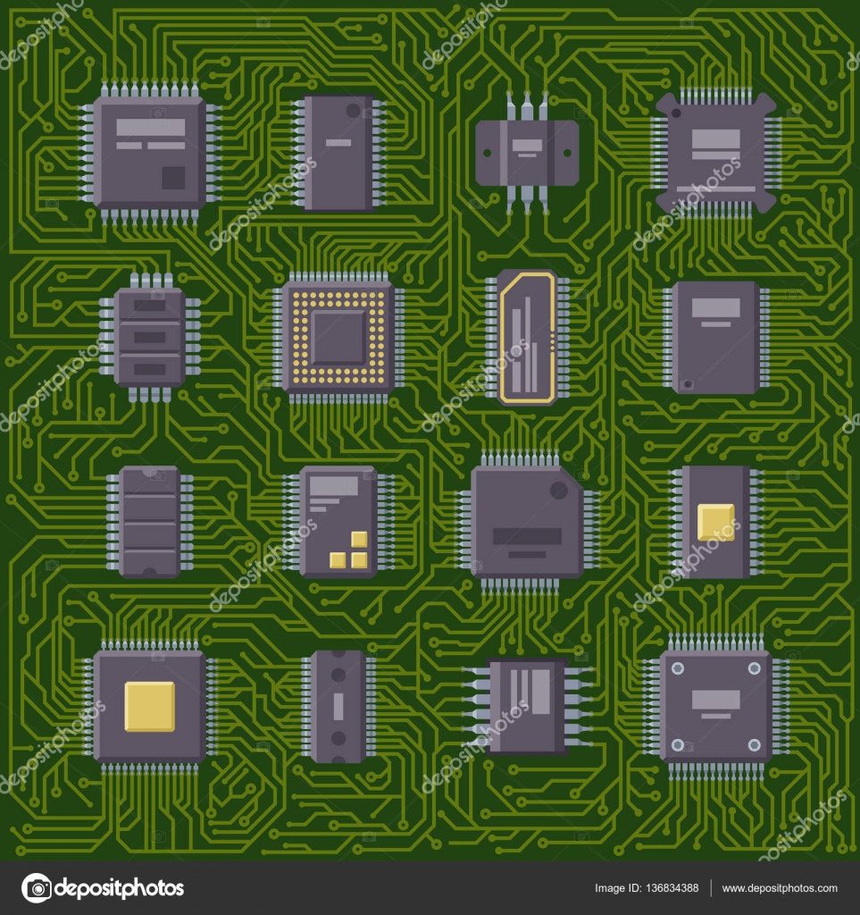 Microchip computer plate vector illustration. Stock Vector Image by ...