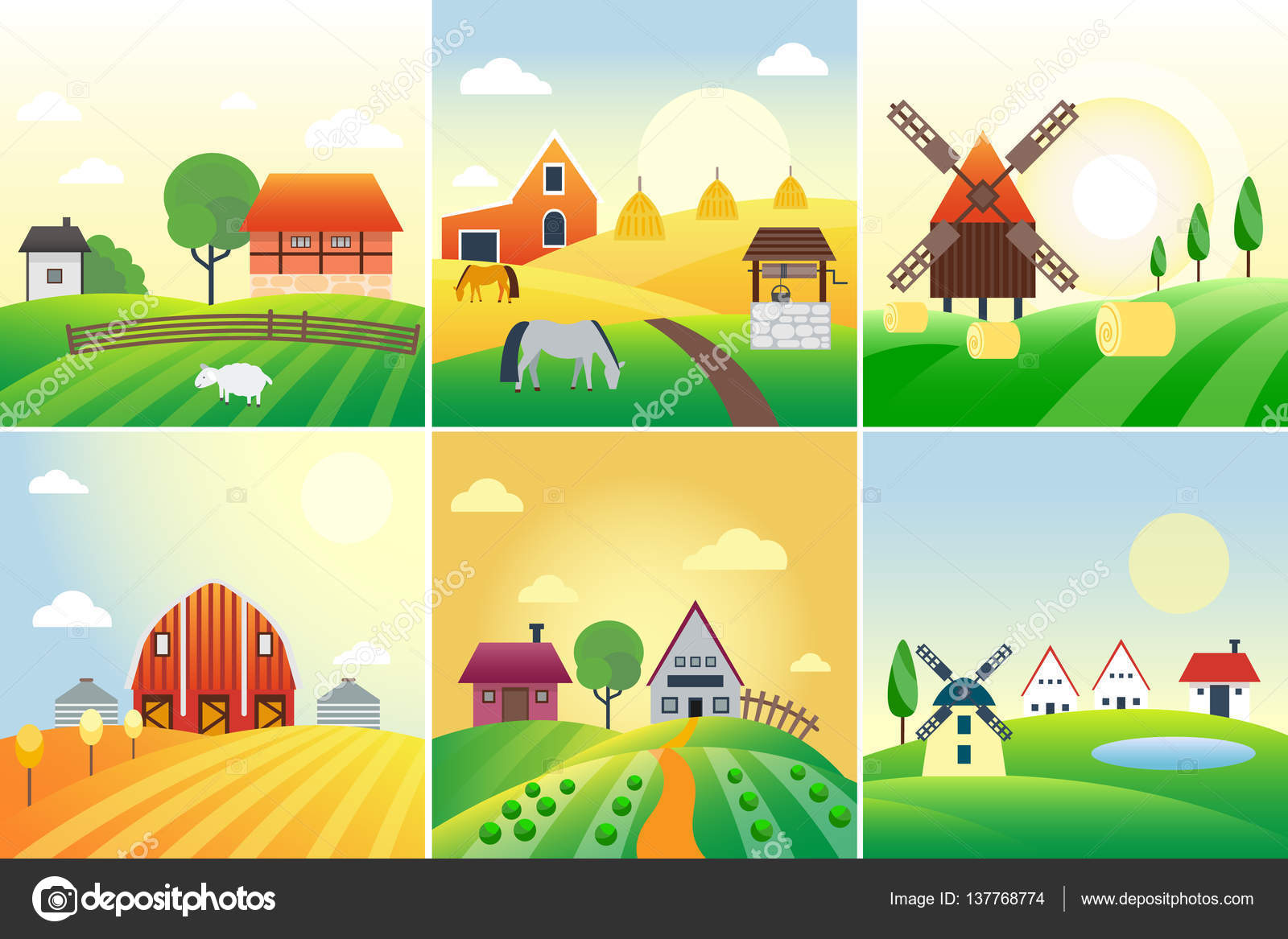 Farm field vector illustration — Stock Vector © VectorShow #137768774