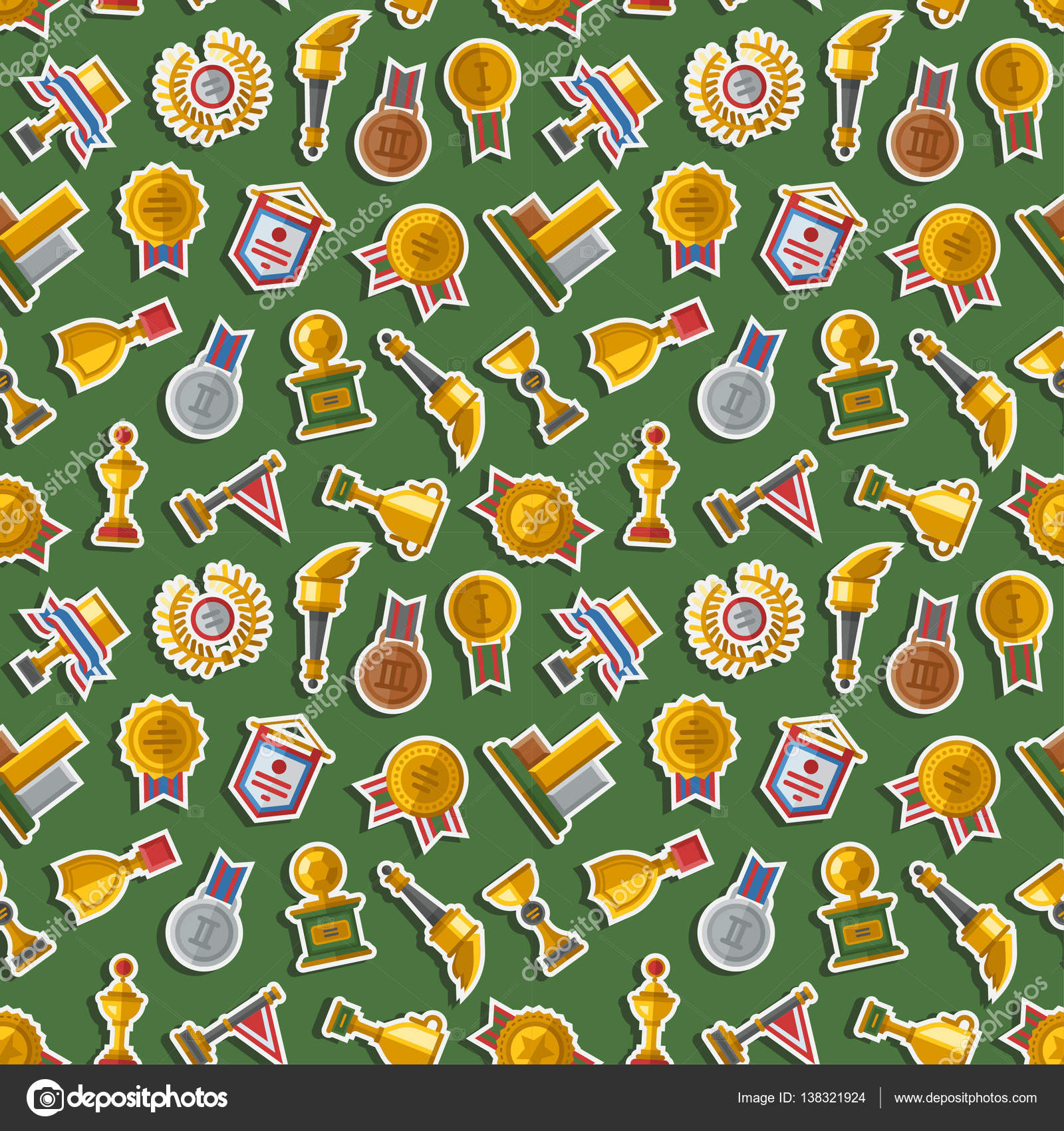 Seamless pattern with trophy and awards. Stock Vector Image by ...