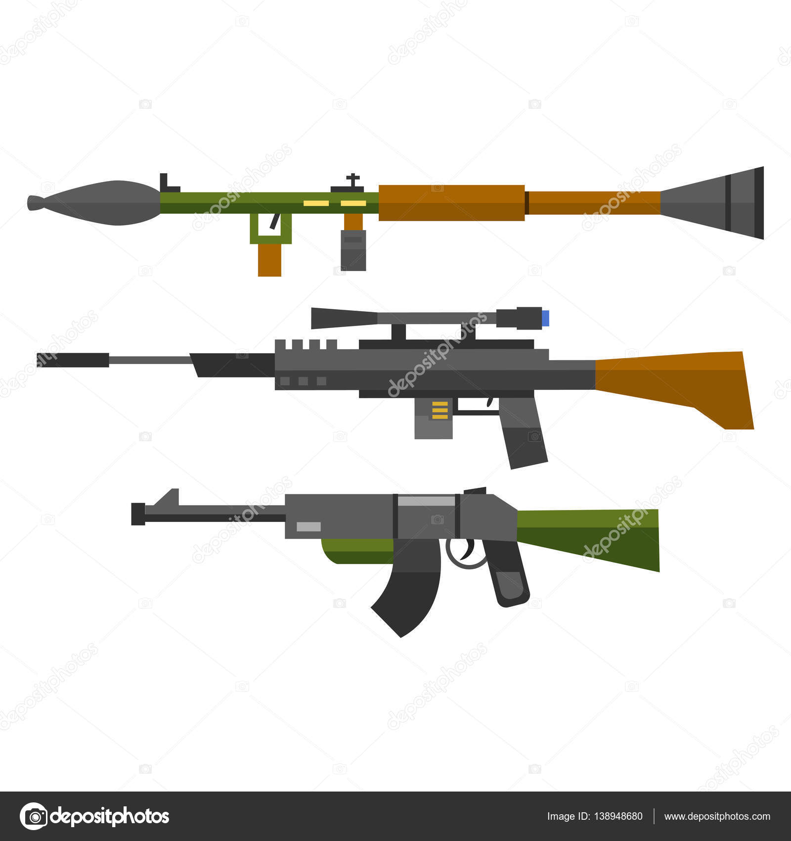 Machine gun sniper rifle vector set. Stock Vector by ©VectorShow #138948680