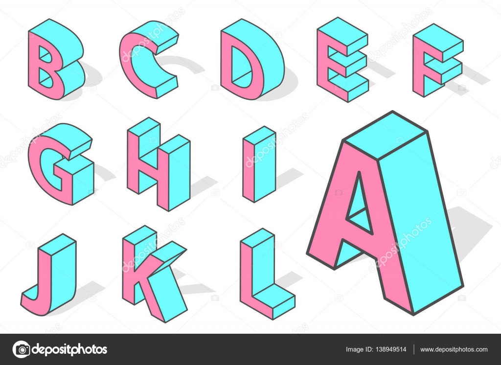 Isometric alphabet font isolated vector. Stock Vector Image by ...
