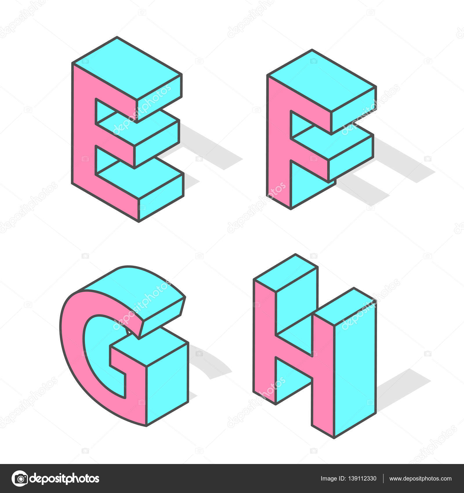 Alfabeto isométrico fuente aislada . Vector de stock #139112330 de ©VectorShow