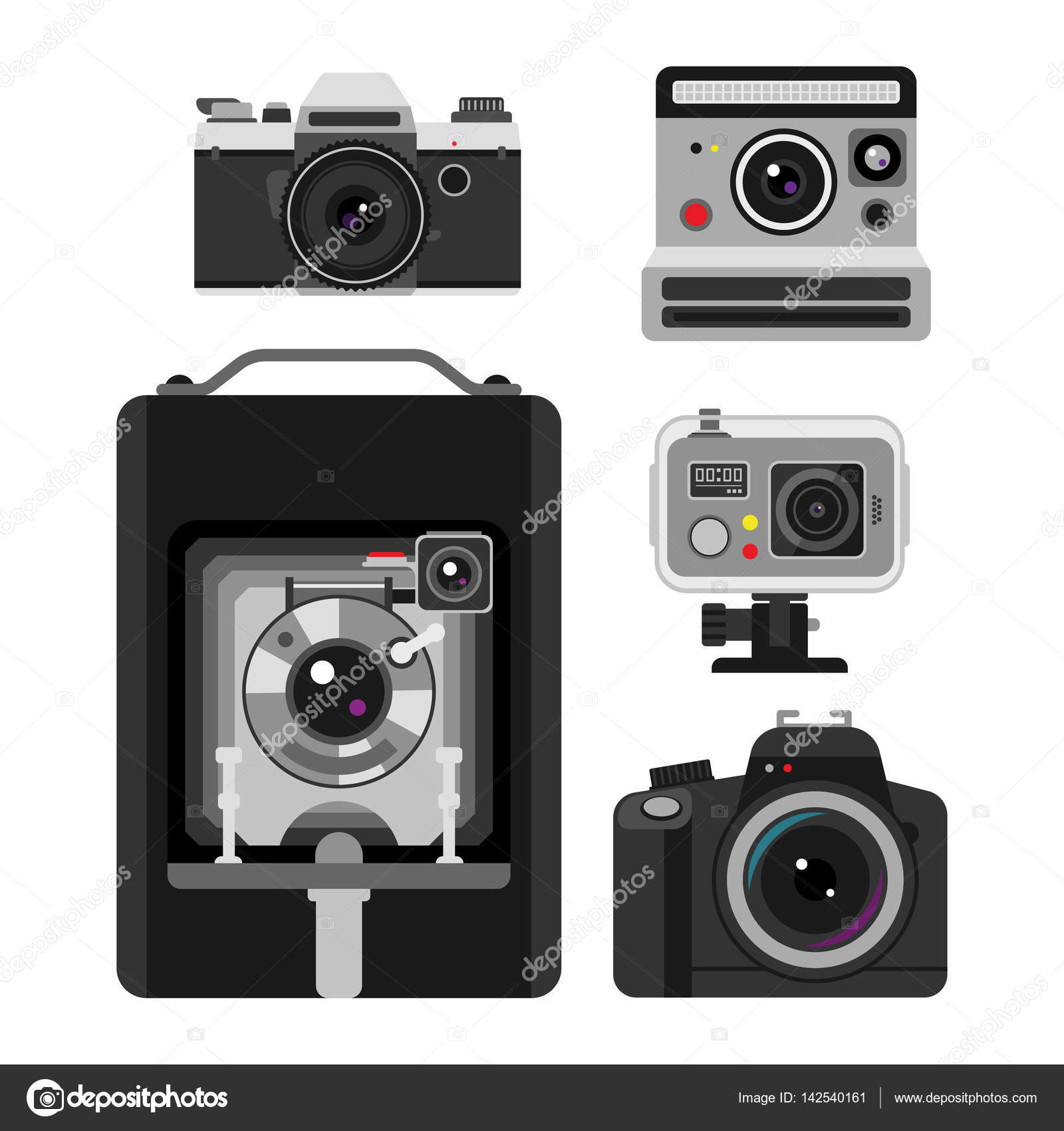 Photo and camera vector illustration. Stock Vector by ©VectorShow 142540161