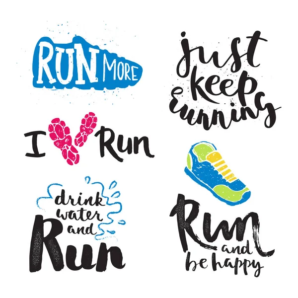 Running man marathon logo jogging emblems label and fitness training ...