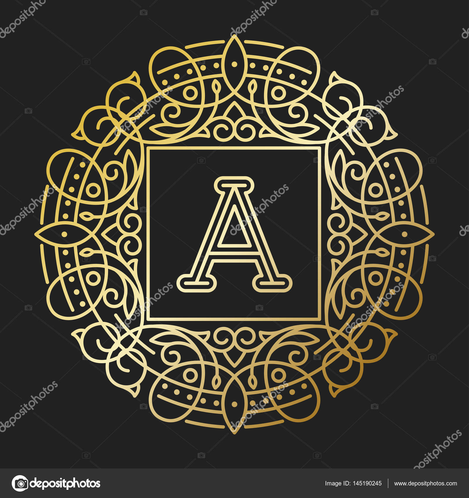 Monogram A bage logo vector illustration text letter nature leaf badge ...