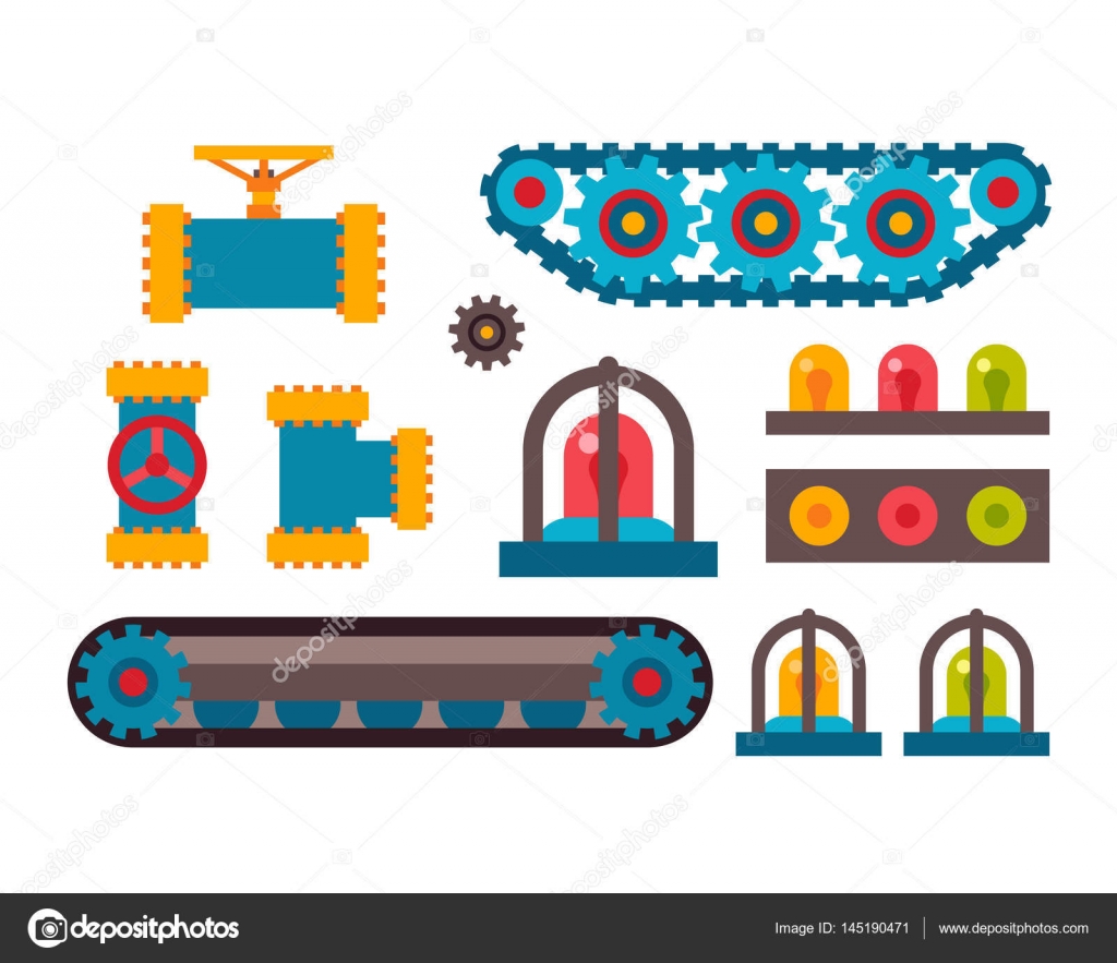 Machine parts different mechanism vector illustration. Stock Vector ...