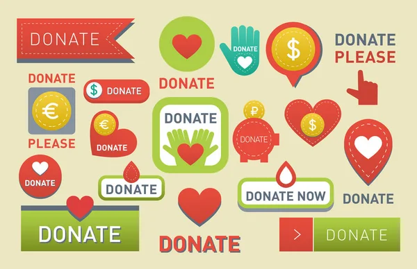 Donate buttons vector set illustration help icon donation gift charity ...