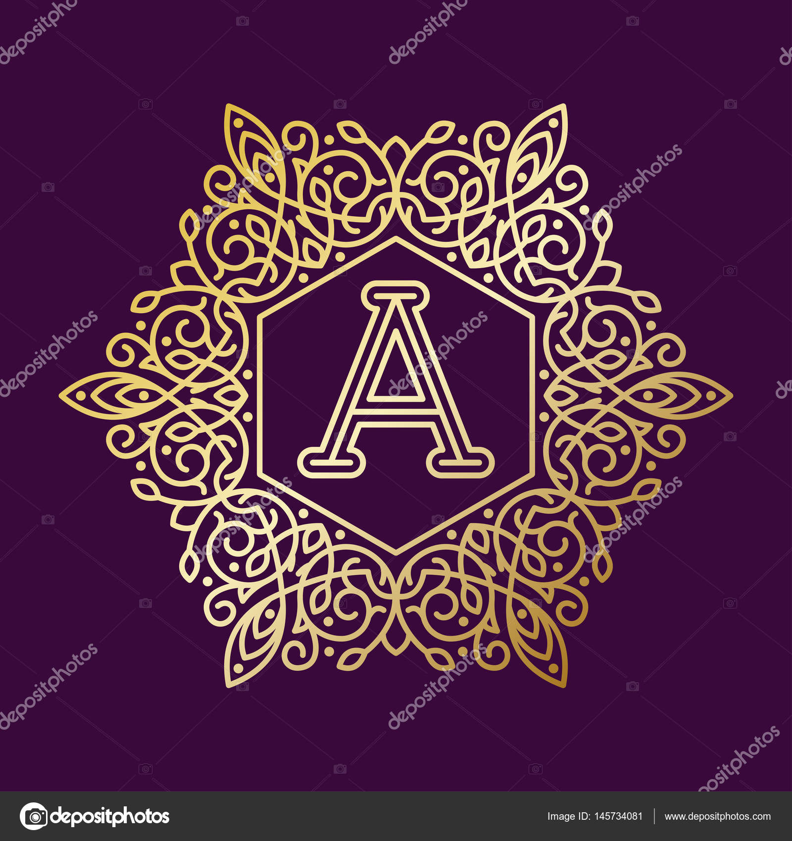 Monogram A bage logo vector illustration text letter nature leaf badge ...