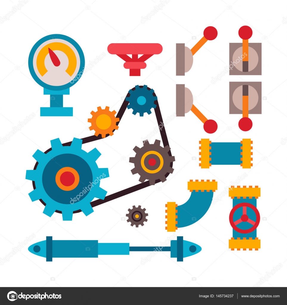 Machine parts different mechanism vector illustration. Stock Vector by ...