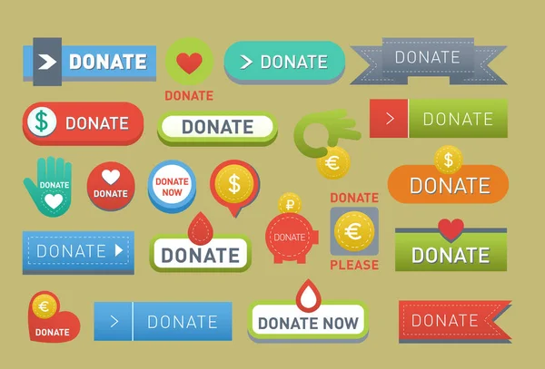 Donate buttons vector set illustration help icon donation gift charity ...