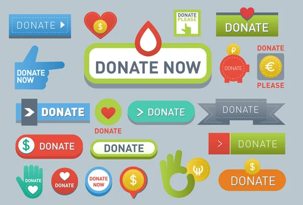 Donate buttons vector set illustration help icon donation gift charity ...