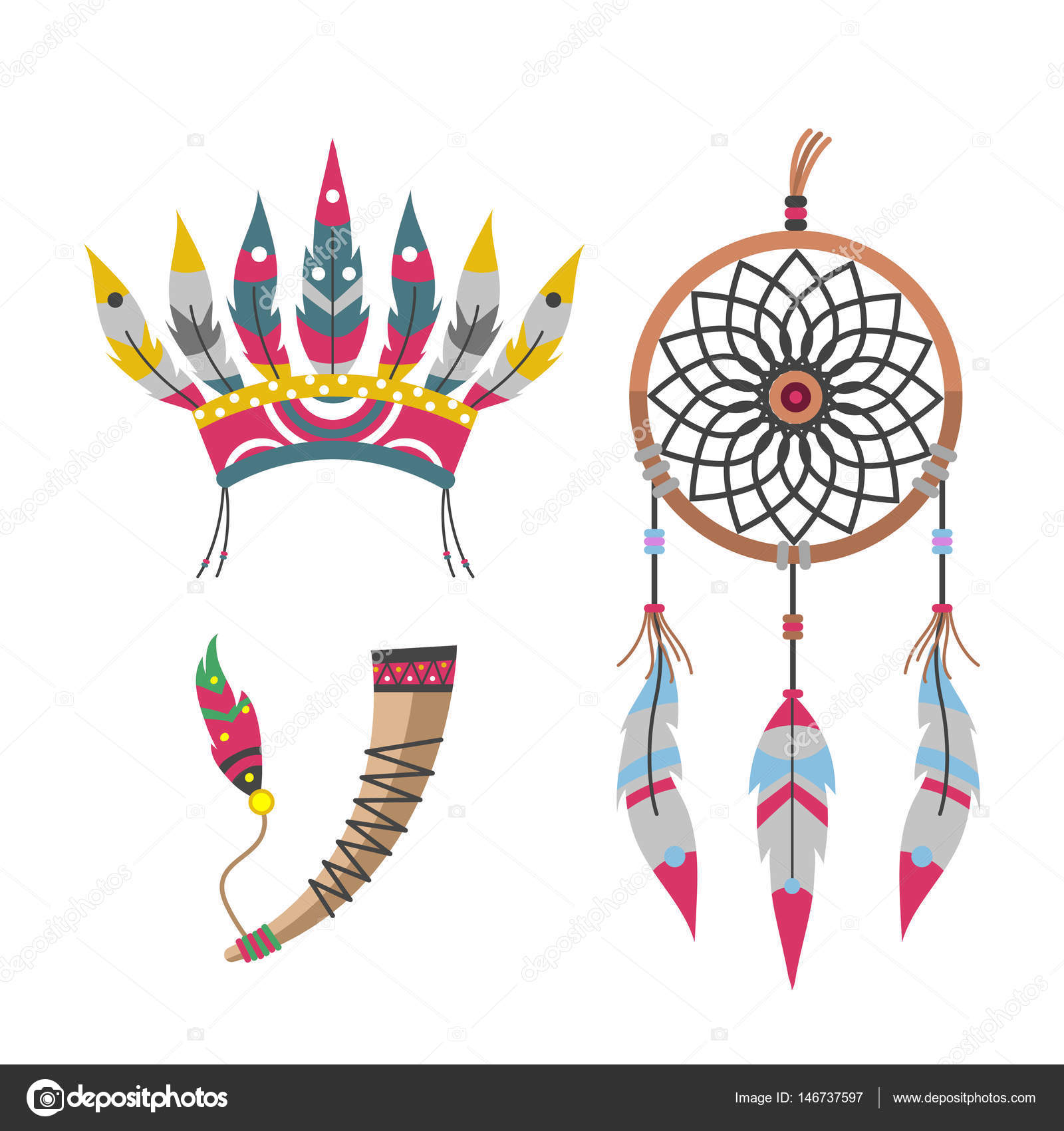 Coiffe de plume indienne ouest-américaine sauvage élément conçu concept ...