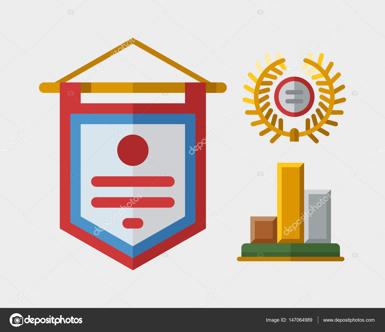 Campeão do troféu de vetor campeão bandeira plana ícone vencedor prêmio ...