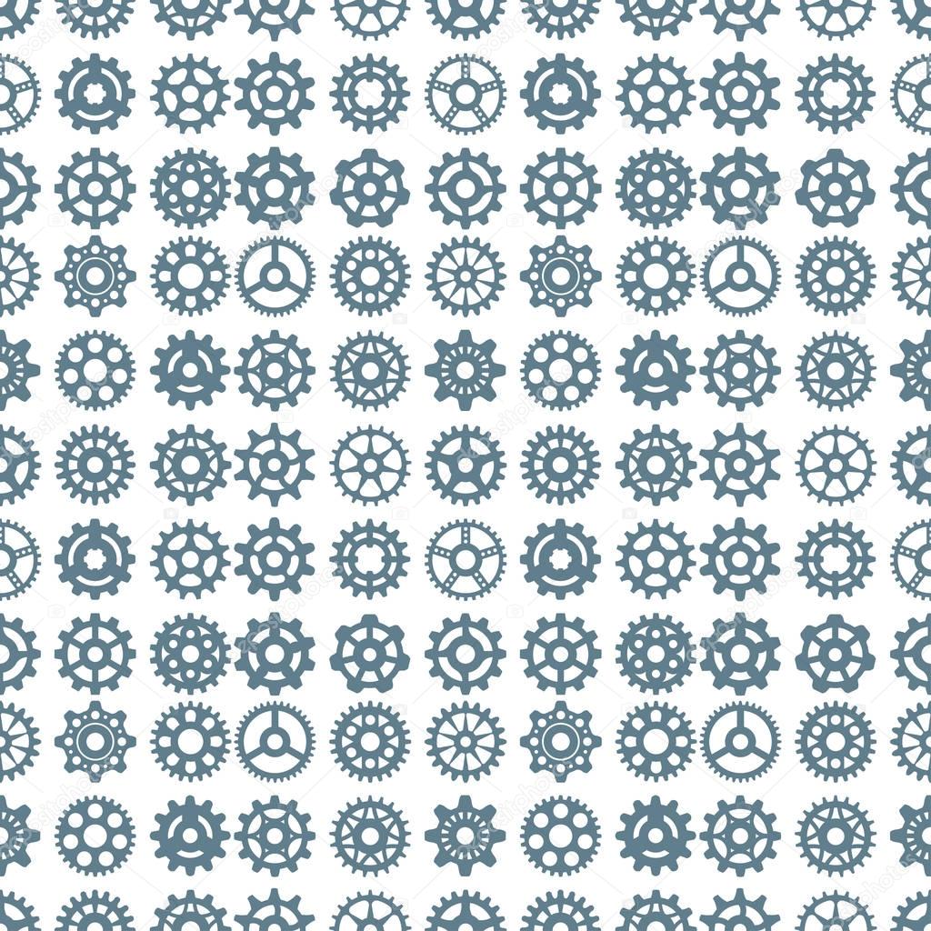 Vector gears icons seamless pattern background machine wheel mechanism machinery mechanical ...
