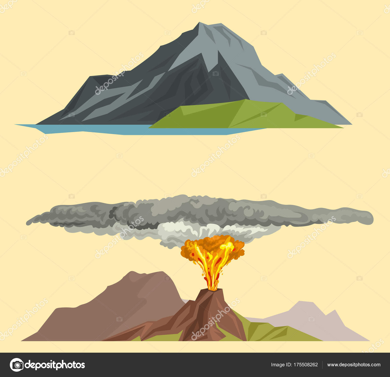Volcano magma nature blowing up with smoke volcanic eruption lava ...