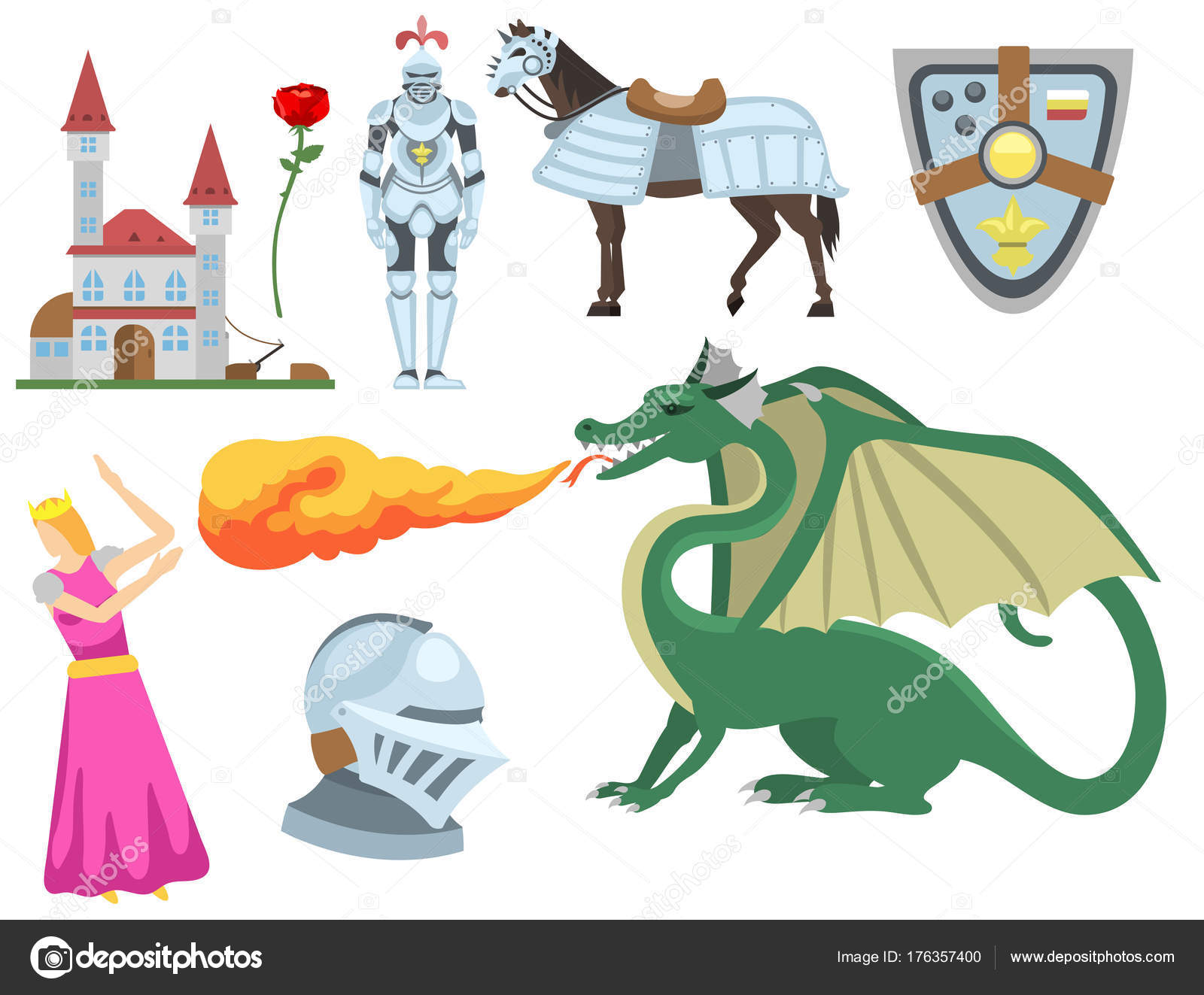 Cresta real heráldica caballero medieval elementos vintage rey símbolo ...