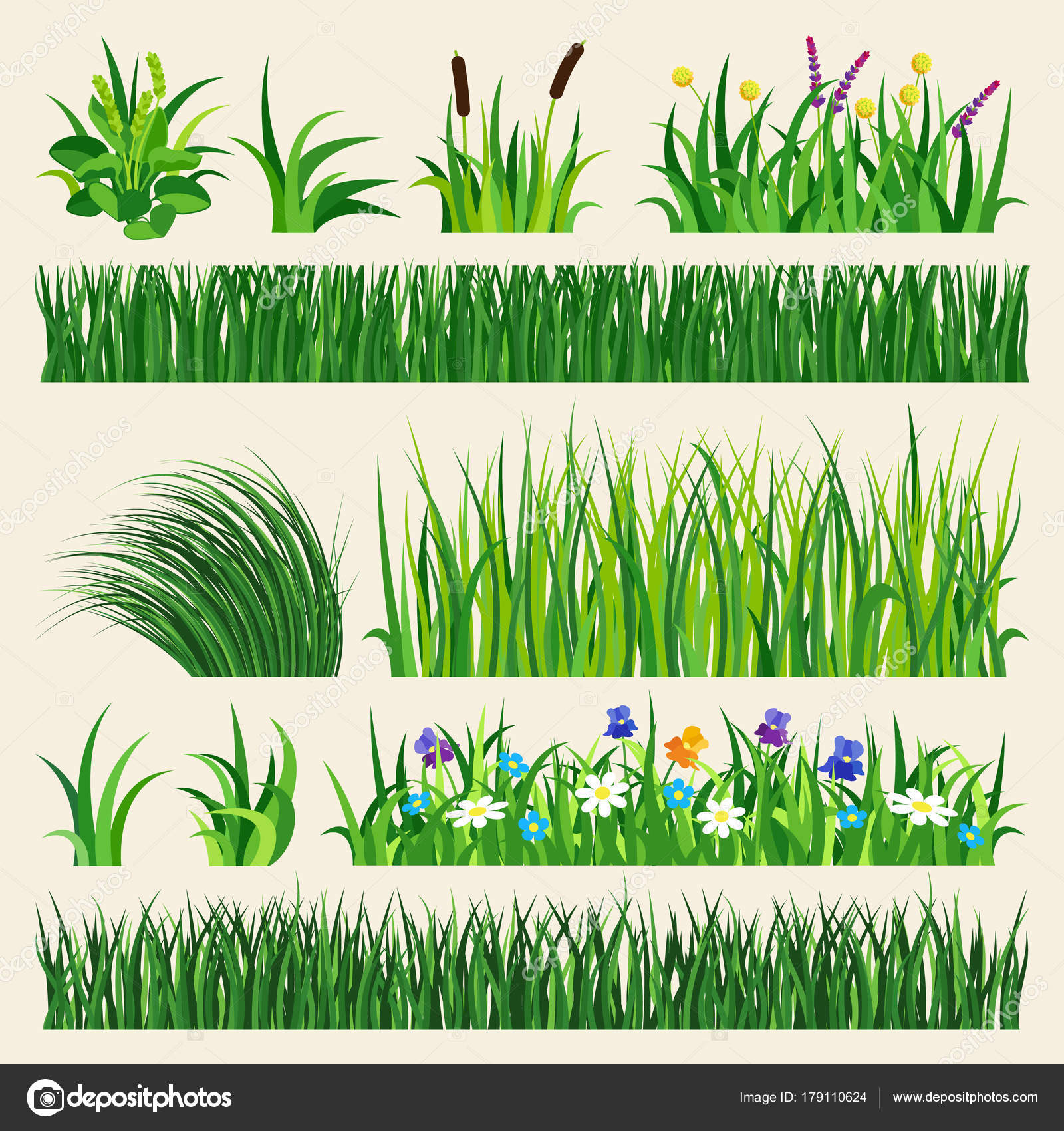 Hierba naturaleza elemento verde vector ilustración . Vector de stock ...