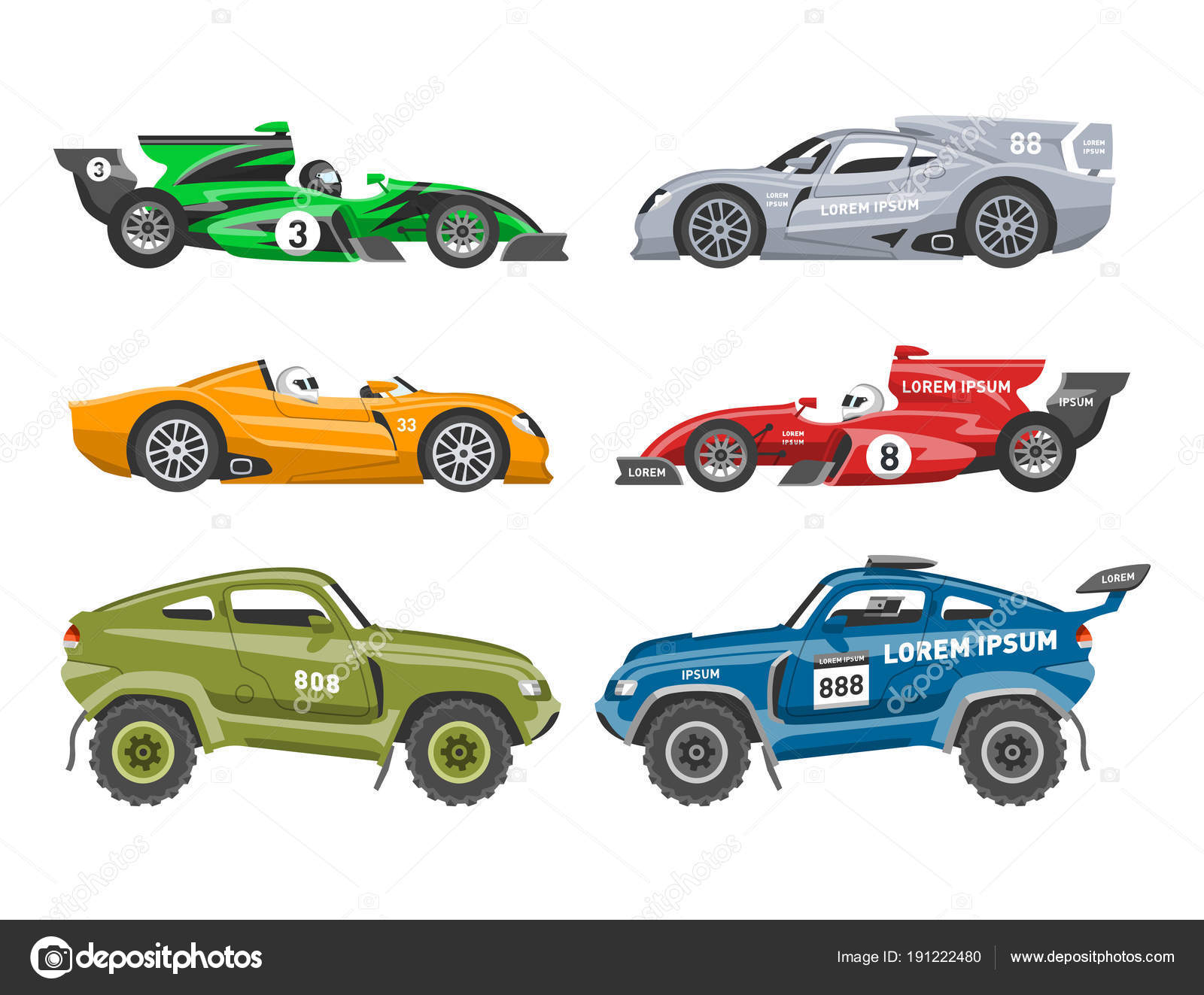 Sport race car vector speed automobile and offroad rally car colorful ...