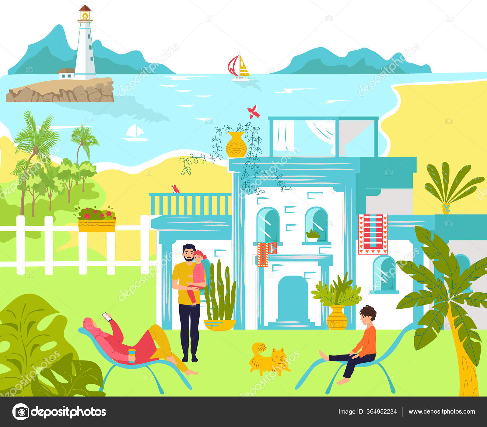 Family Beach Vacation Clip Art