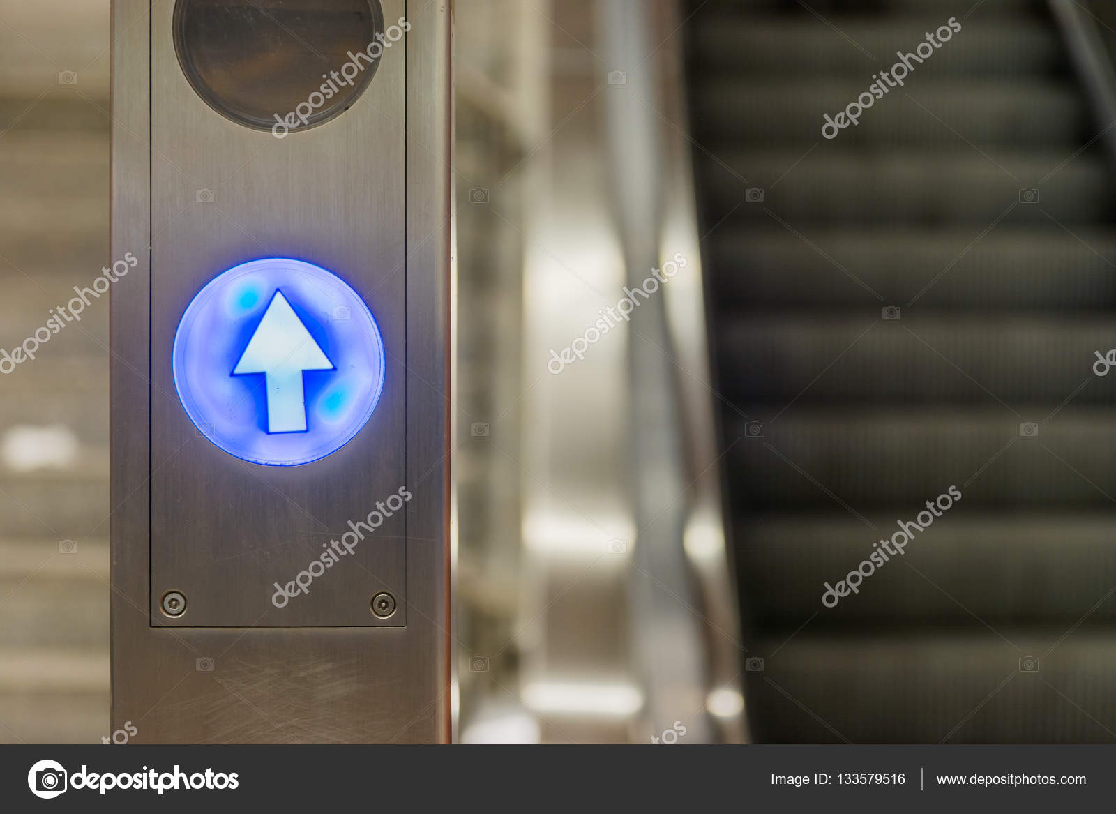 Escalator Light Symbols Arrow Stop Metal Pole Public Metro Stock Photo ...