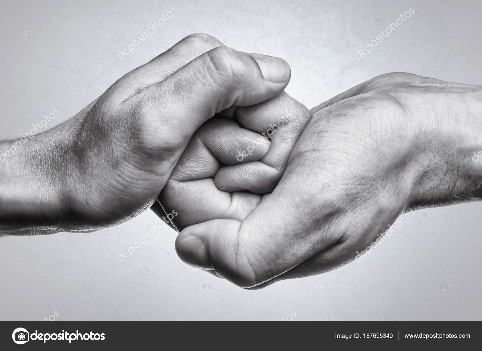 Male Female Hands Connect Each Other Black White Image Stock Photo by ...