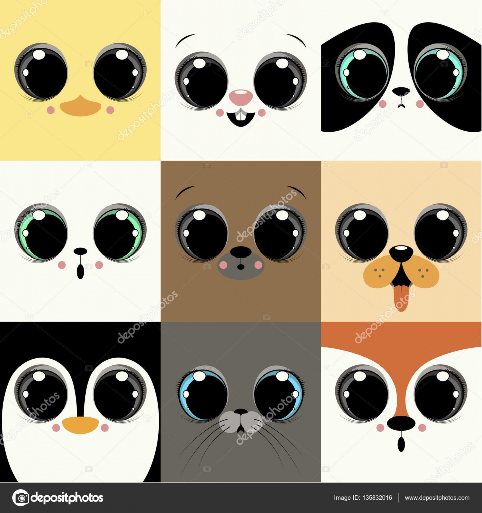 Depicts duck,rabbit,panda,cat,bear,dog,penguin,seal and fox. — Stock ...