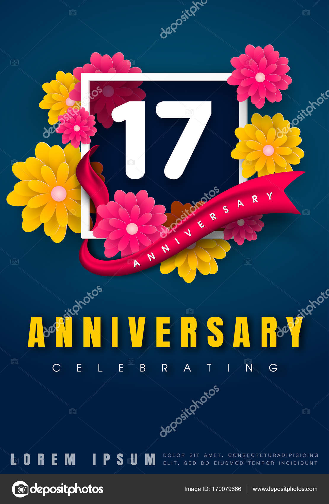 Anniversary invitation card template design Stock Vector by ©pattarasin ...
