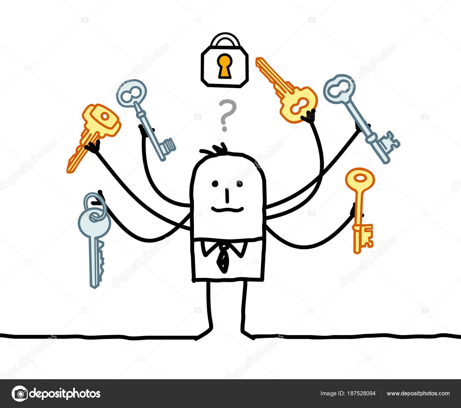 Cartoon Man with Multi Keys and Solution Stock Vector Image by ©NLshop ...