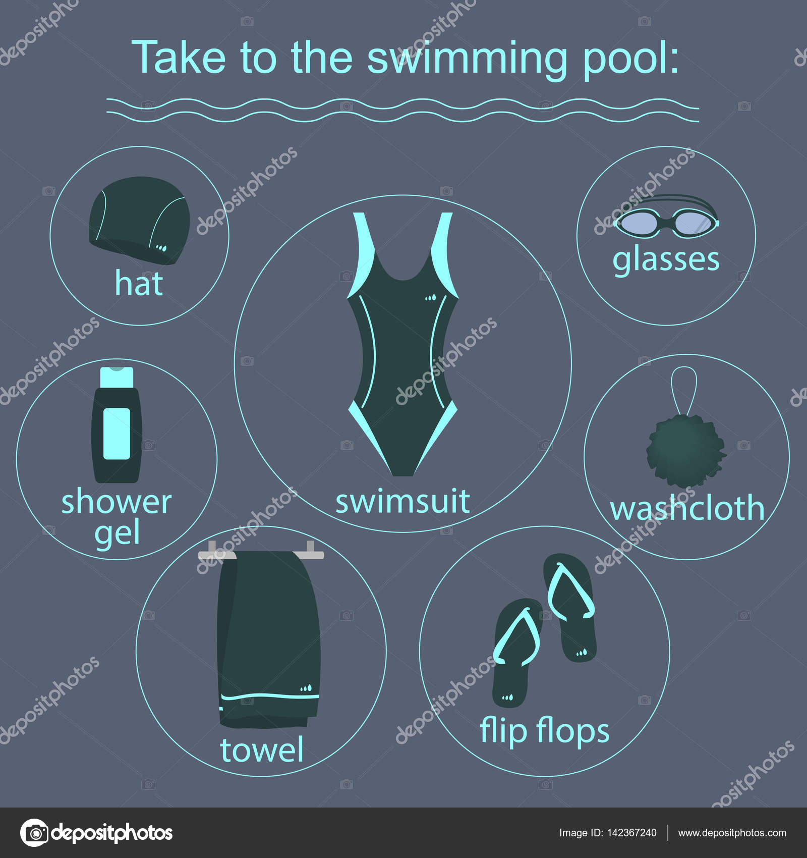Clothing and accessories for swimming pools Stock Vector Image by ...
