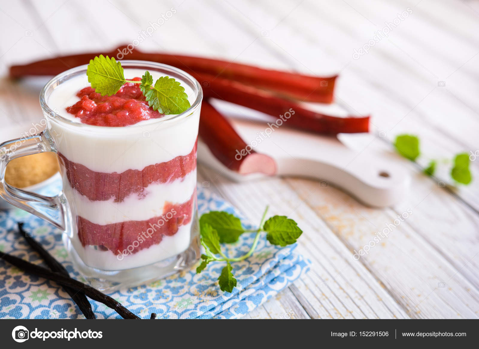 Layered dessert with yoghurt and rhubarb Stock Photo by ©NoirChocolate ...