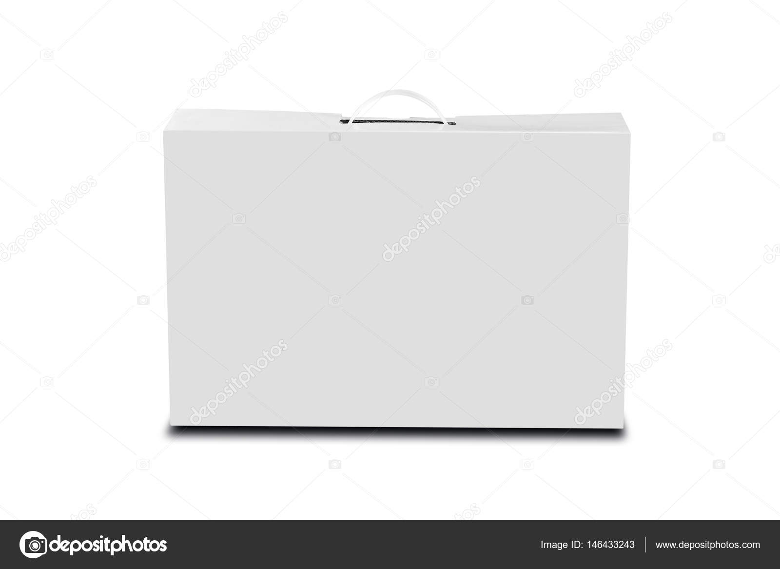 White box with a handle. Packing box for laptop. Isolated on whi Stock ...