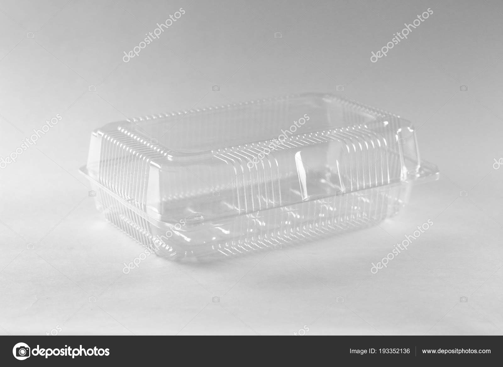 Transparent Plastic Container Close Isolated Grey Background Stock ...