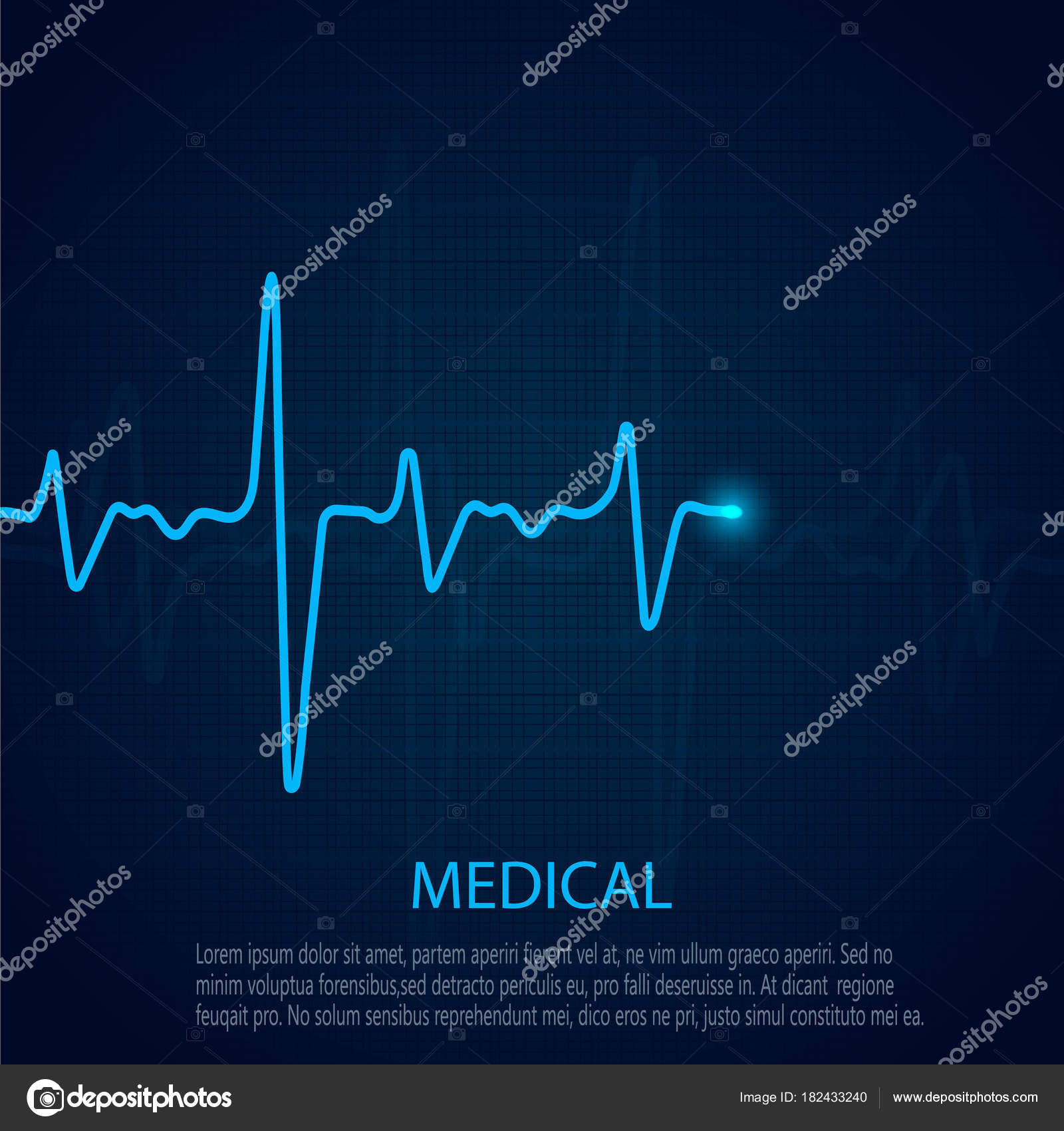 Cardiology concept with pulse rate diagram. Medical background with ...