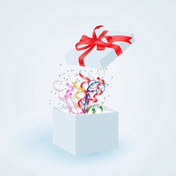 Open gift box with confetti burst explosion isolated. 3d vector ...