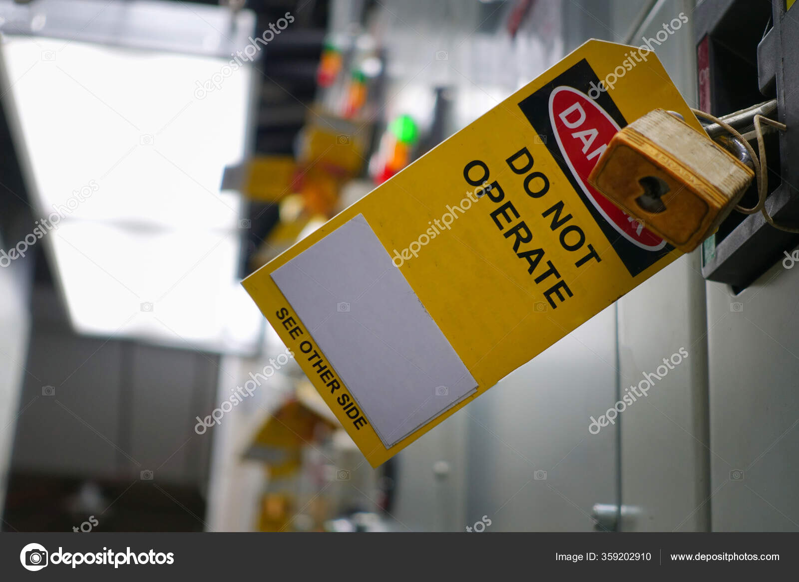 Yellow Lock Out Tag Out Lock Station Machine Specific Switch — Stock ...