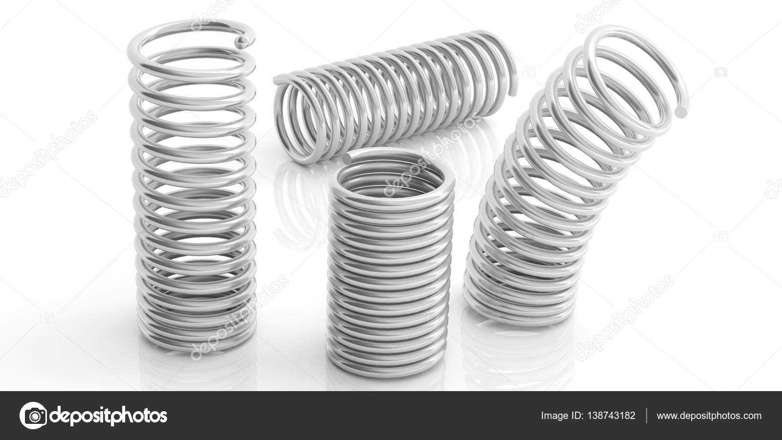 Metal springs on white background. 3d illustration Stock Photo by ...