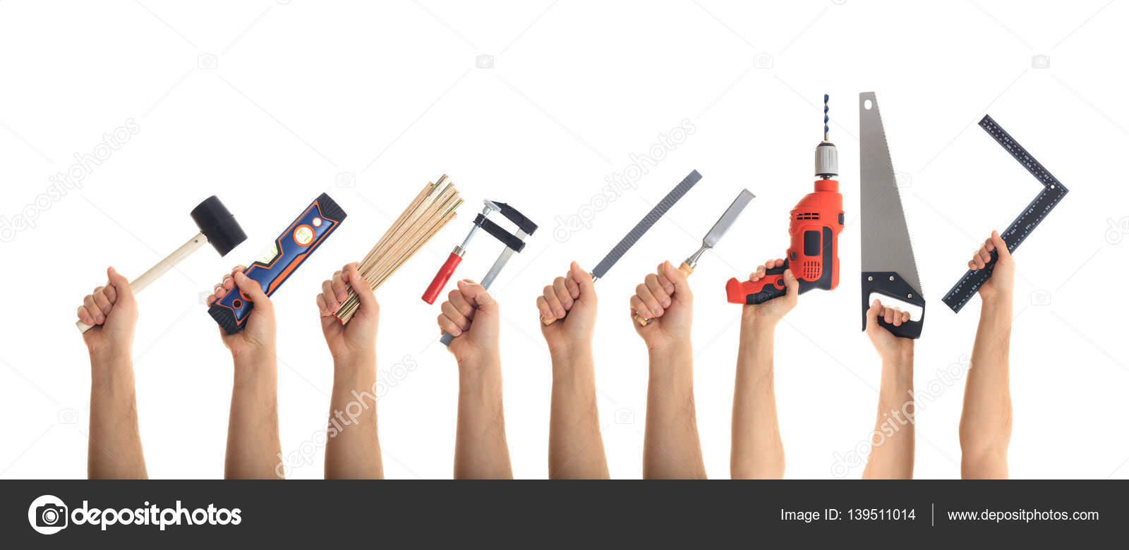 Hands holding tools on white background Stock Photo by ©gioiak2 139511014
