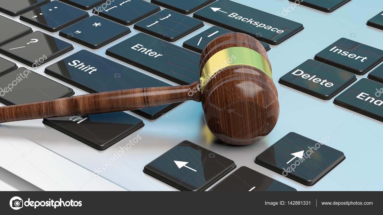 Auction gavel on a keyboard. 3d illustration Stock Photo by ©gioiak2 ...