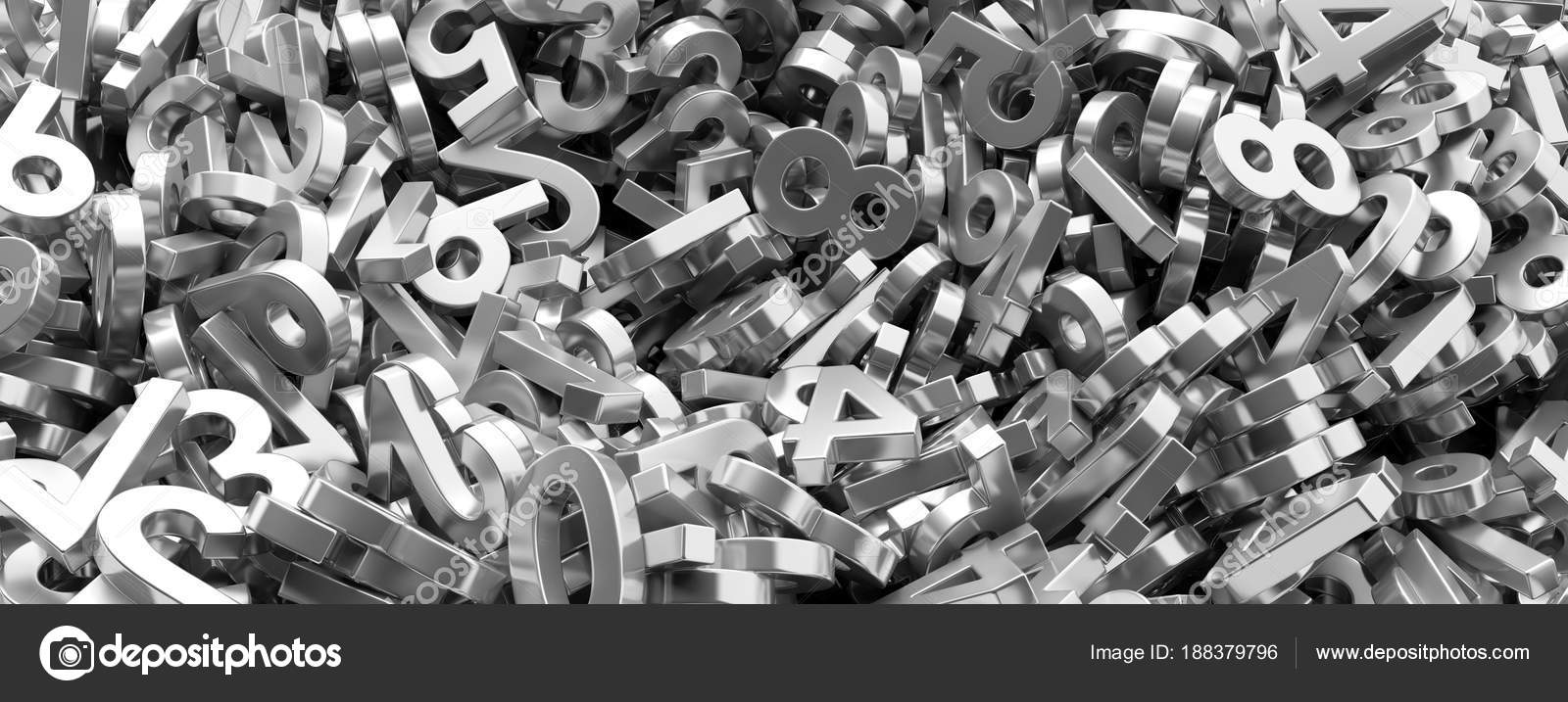 Education, maths, calculation concept. Silver, metal figures numbers ...