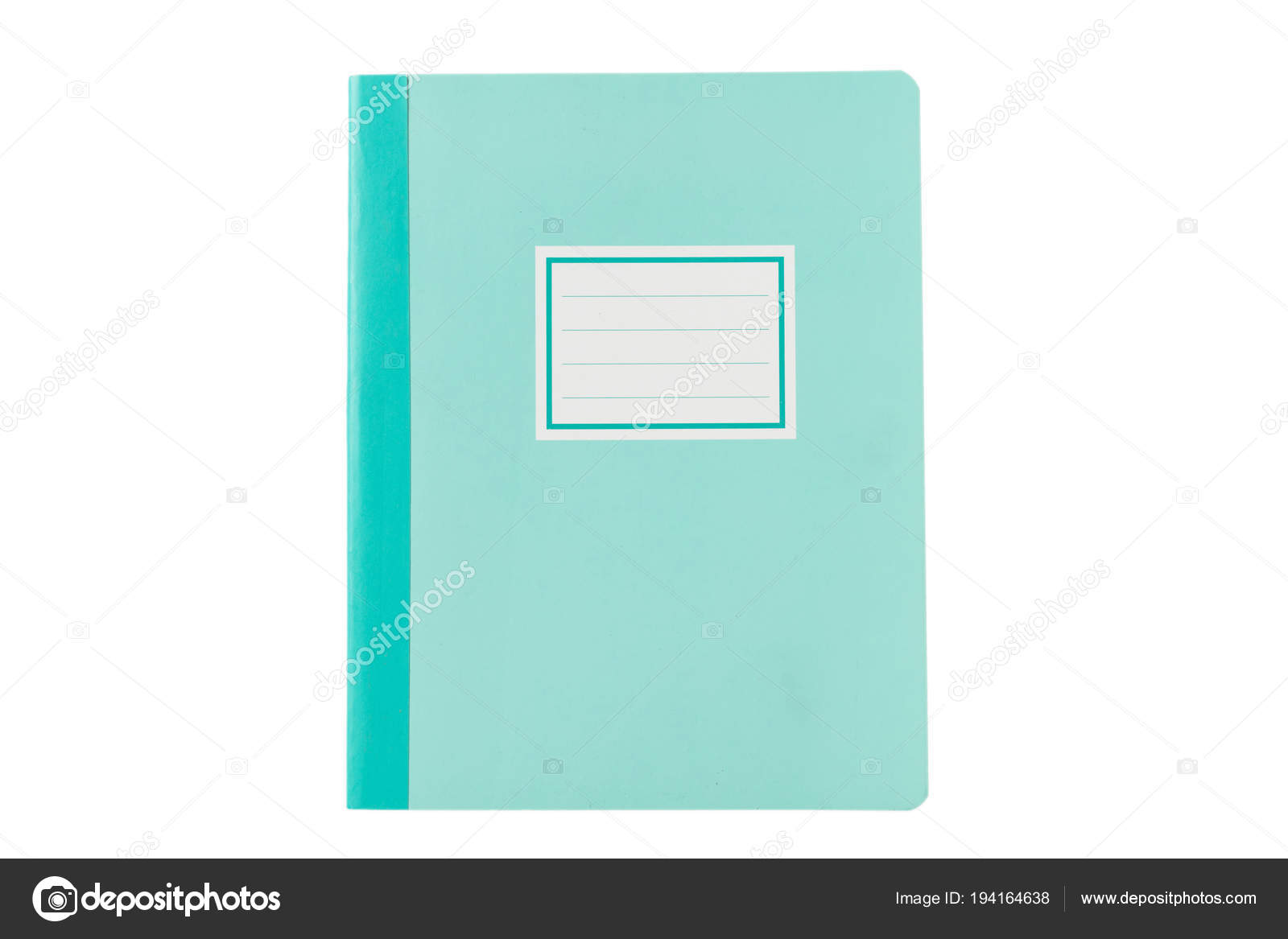 School notebook old fashioned isolated on white background, blank label ...