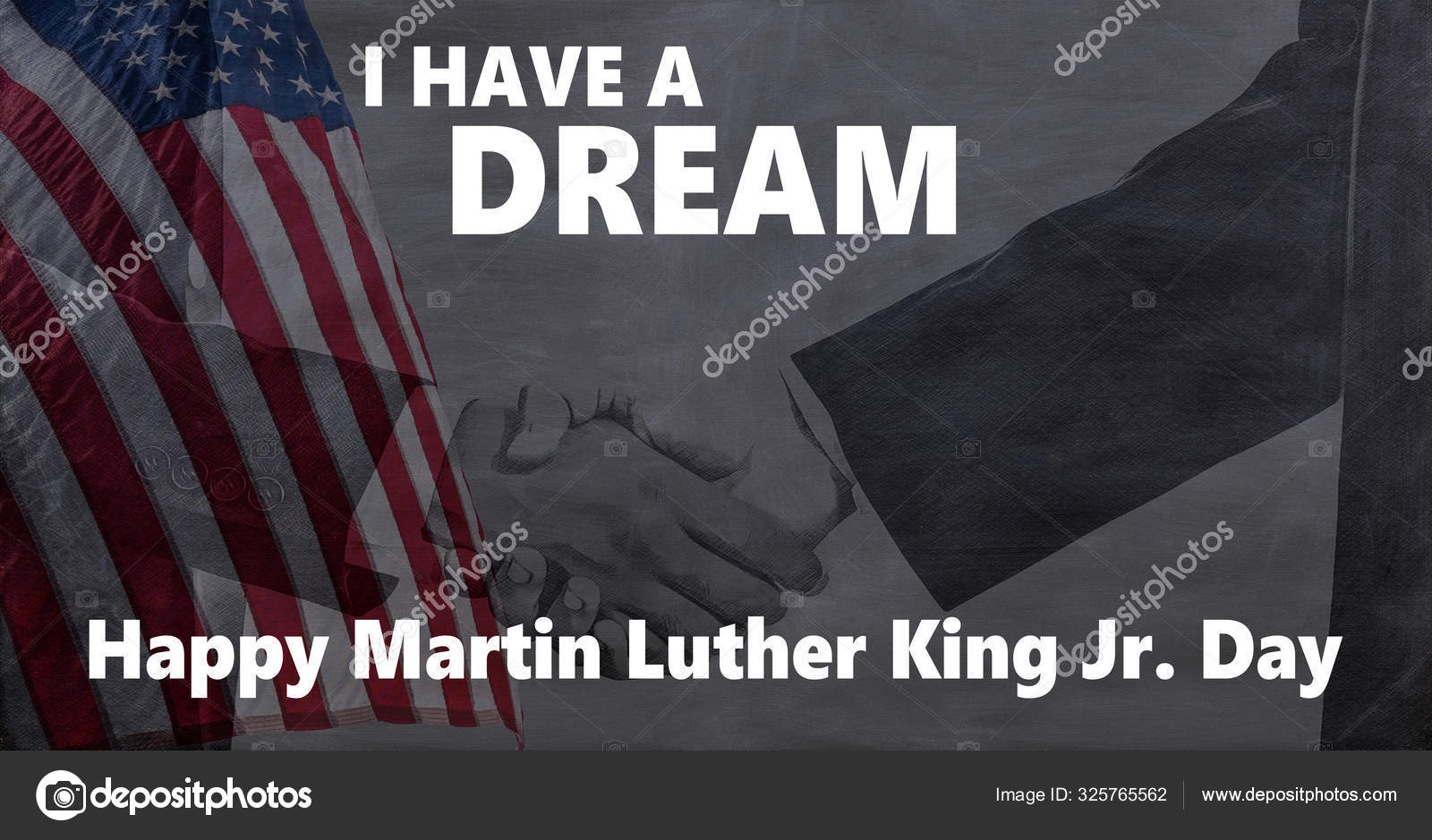 Happy Martin Luther King jr day. I have a dream. USA flag and ...