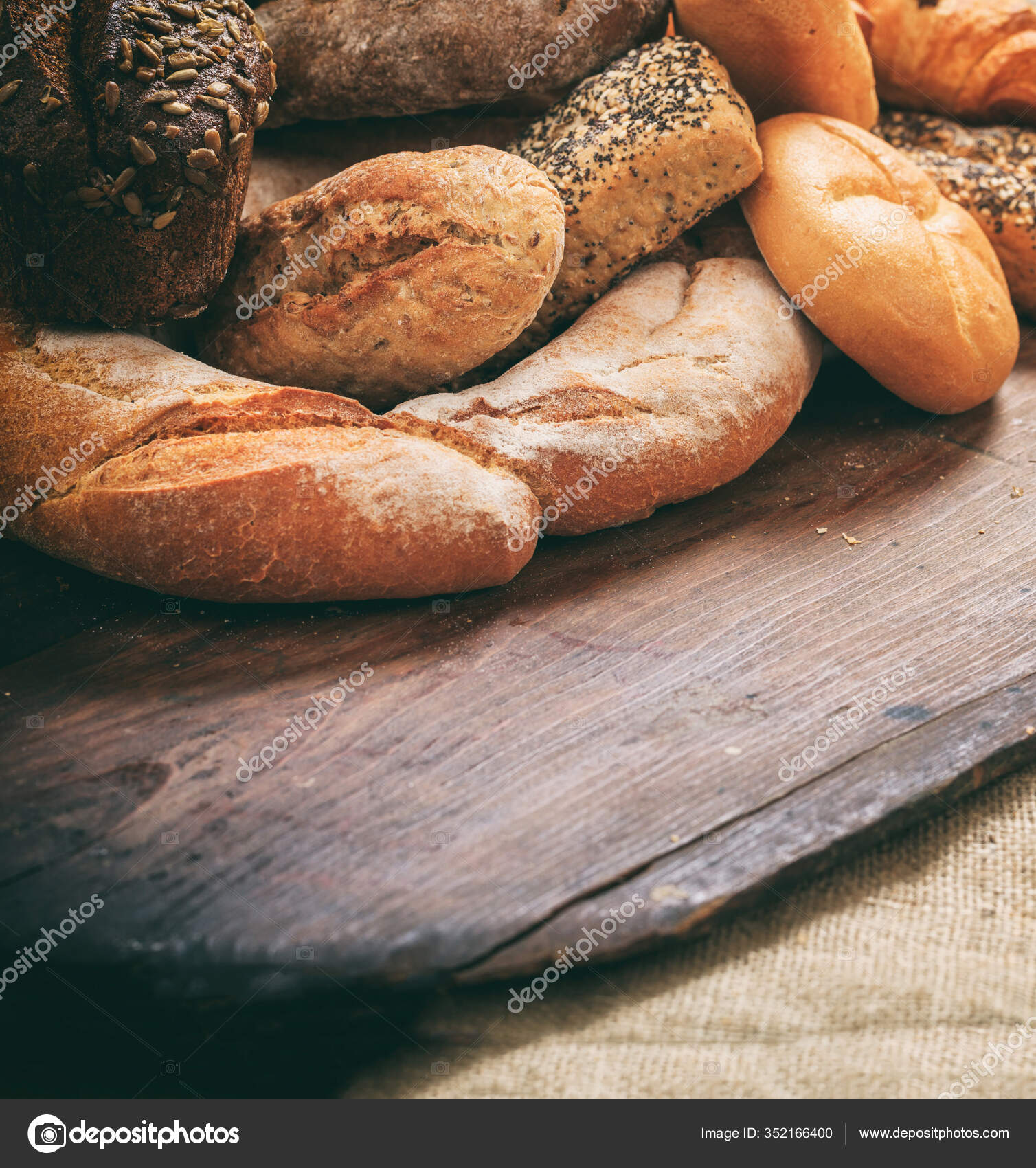 Bakery Concept Bread Loaves Assortment Wood Traditional Bakehouse Copy ...