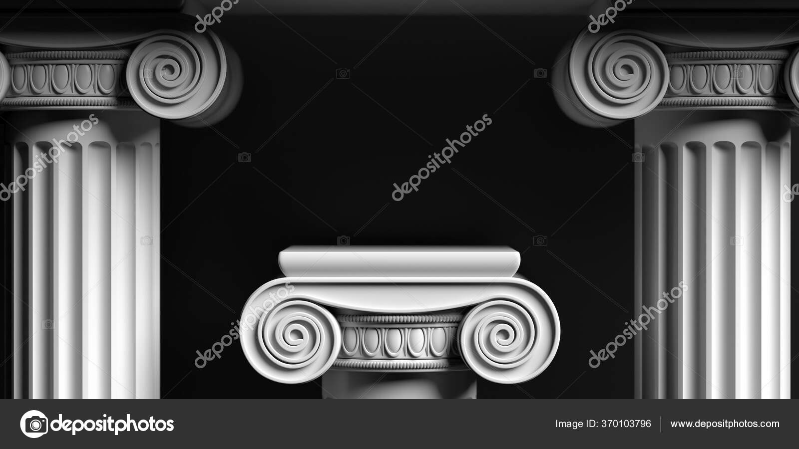 Ancient Greek Altar Table Marble Pillar Columns Black Background Front ...