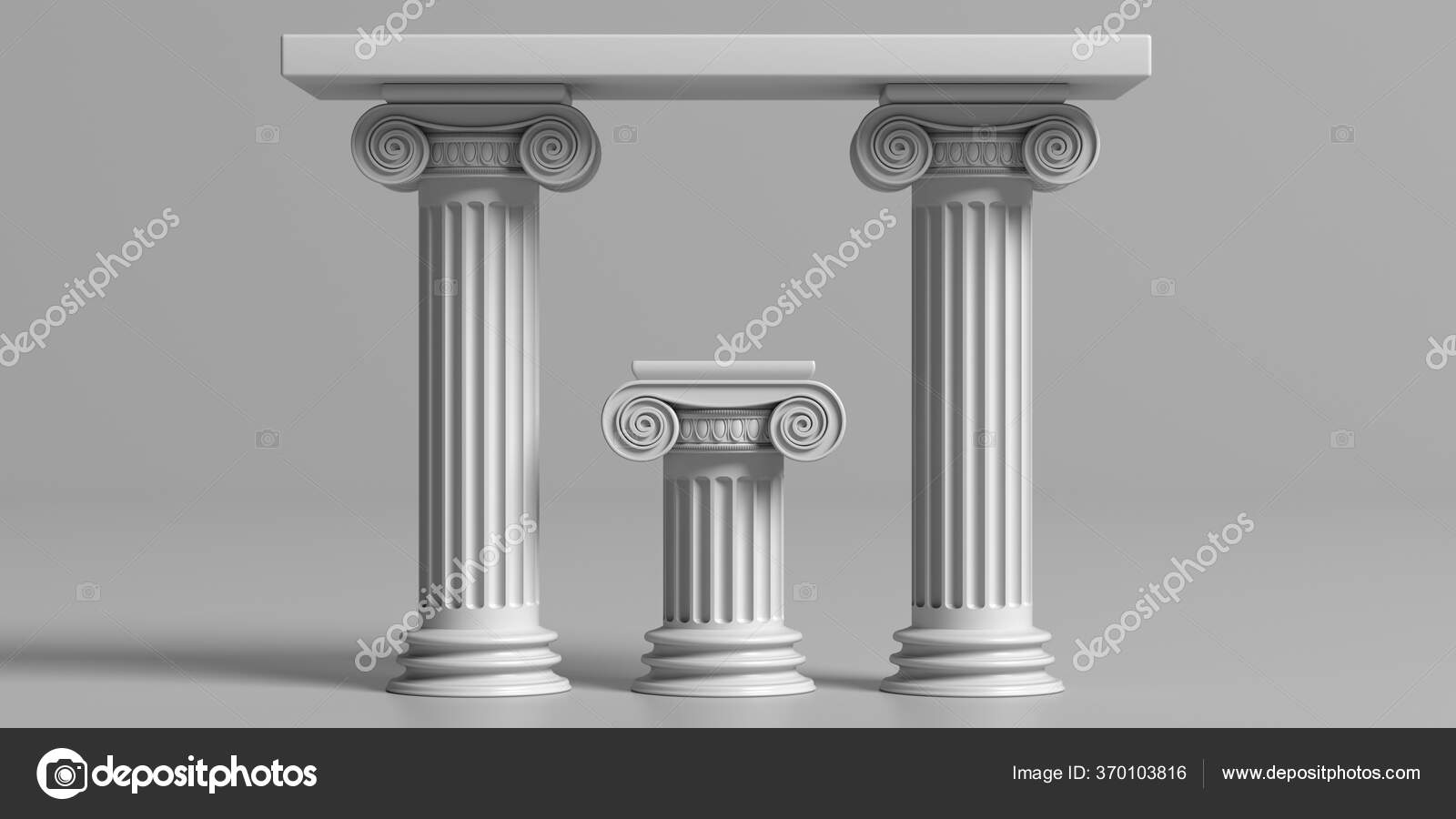 Ancient Greek Altar Table Marble Pillar Columns Gray Background Front ...