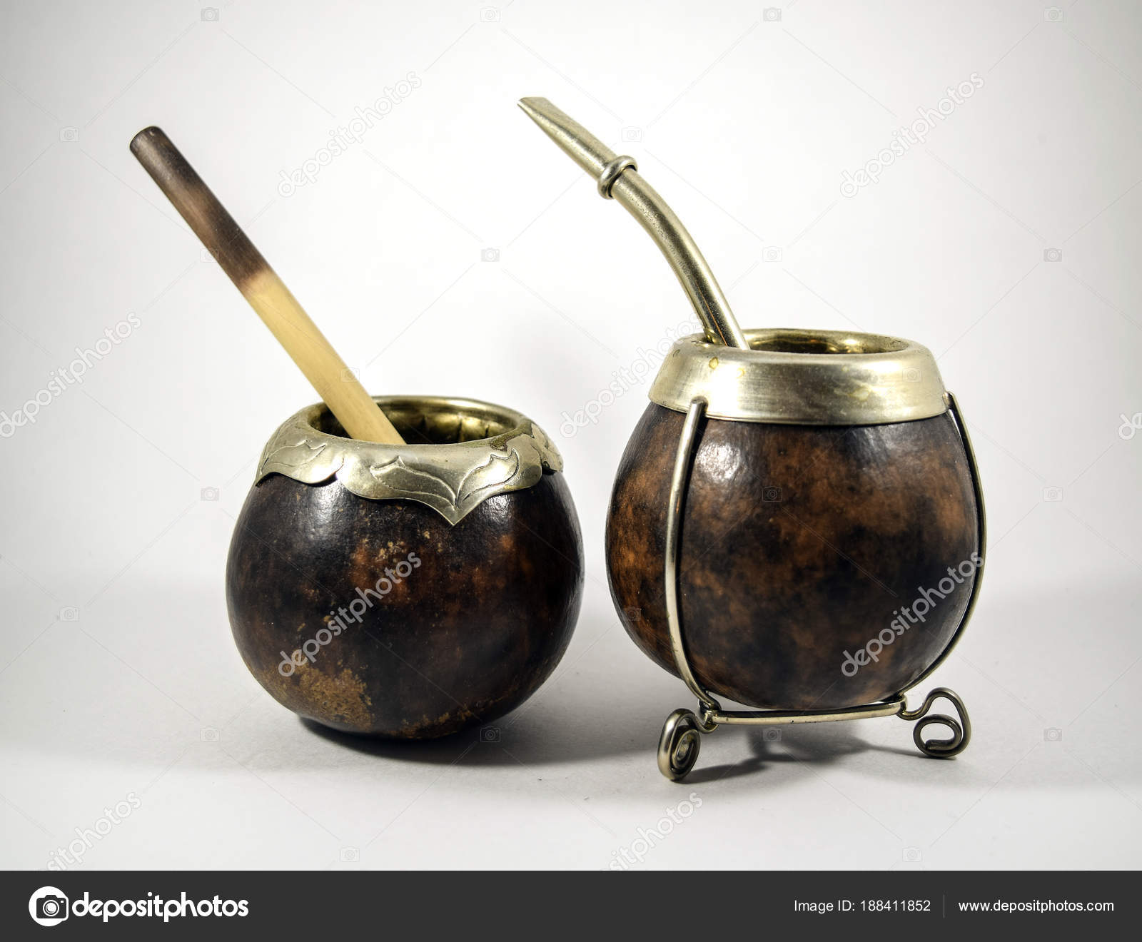 Mate Tea Chimarrao Brown Drinking Gourd Isolated — Stock Photo ...