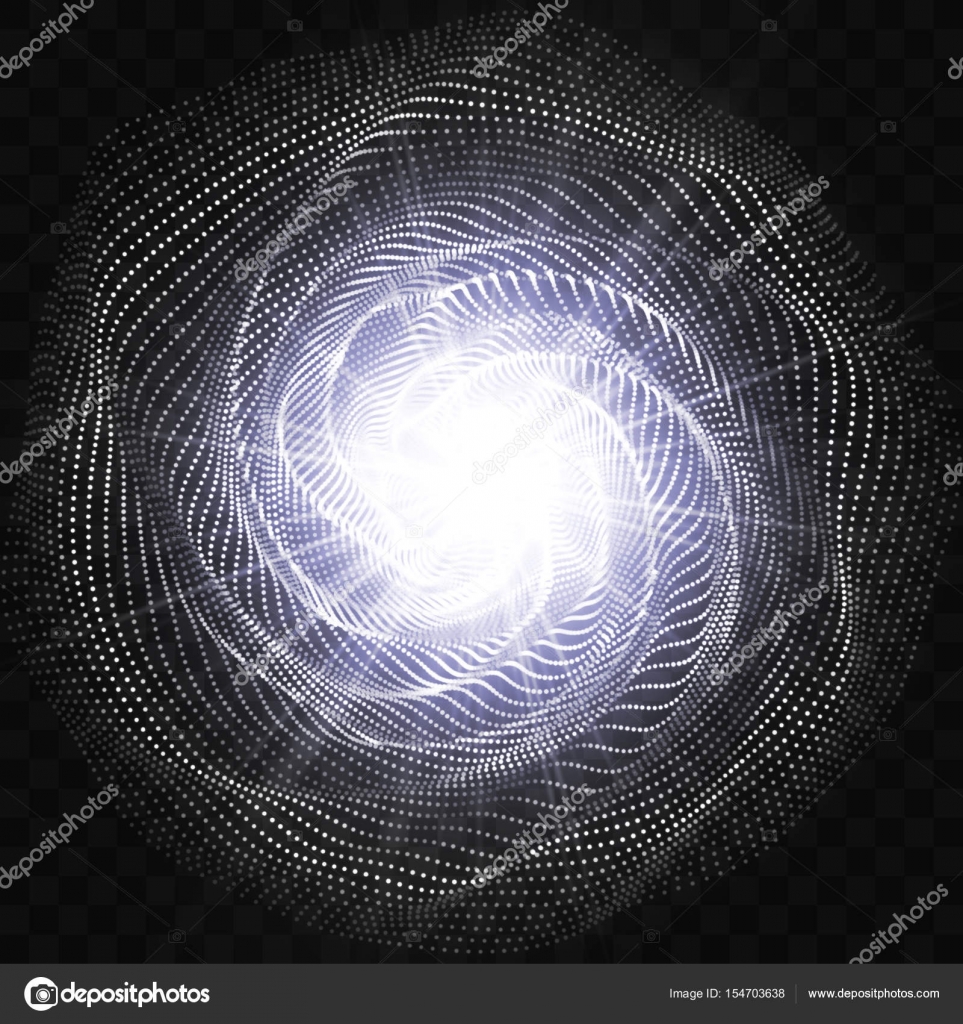 Array with Dynamic Emitted Particles. 3D Technology Style. A Glowing Grid. Abstract Background ...