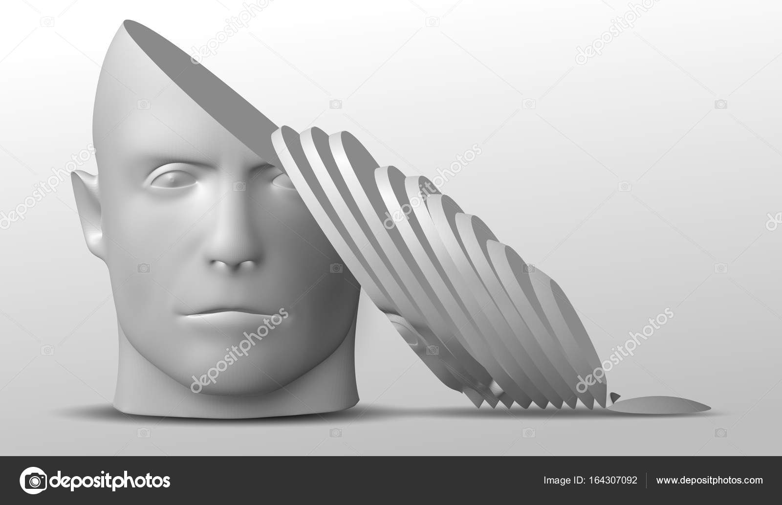 Broken head, 3d illustration. The split face of a person Stock Vector ...